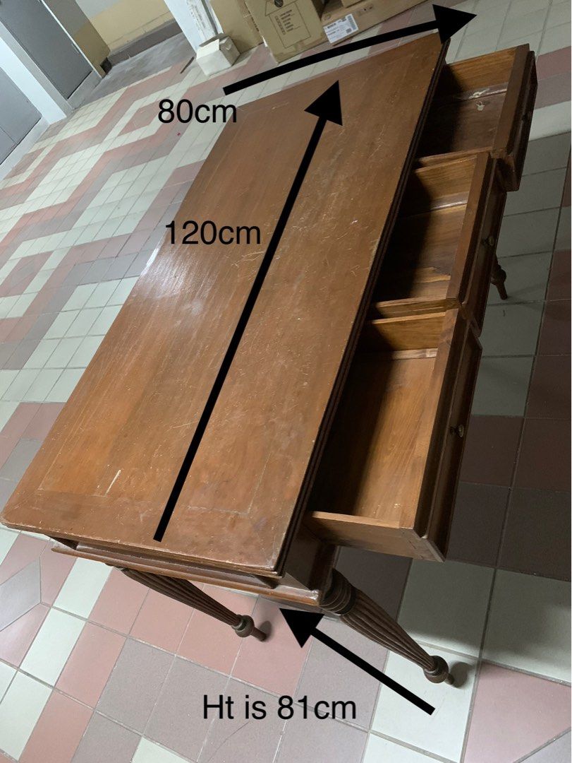 Antique study table with drawers, Furniture & Home Living, Furniture ...