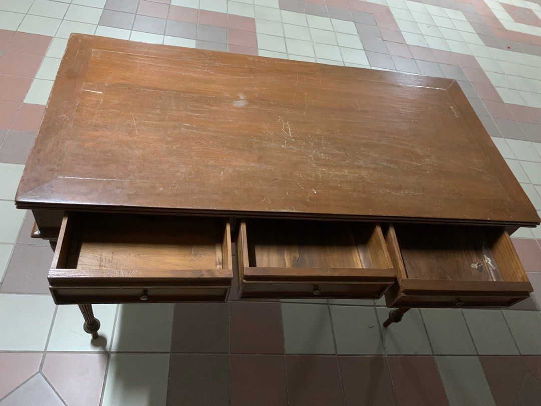 Antique study table with drawers, Furniture & Home Living, Furniture ...