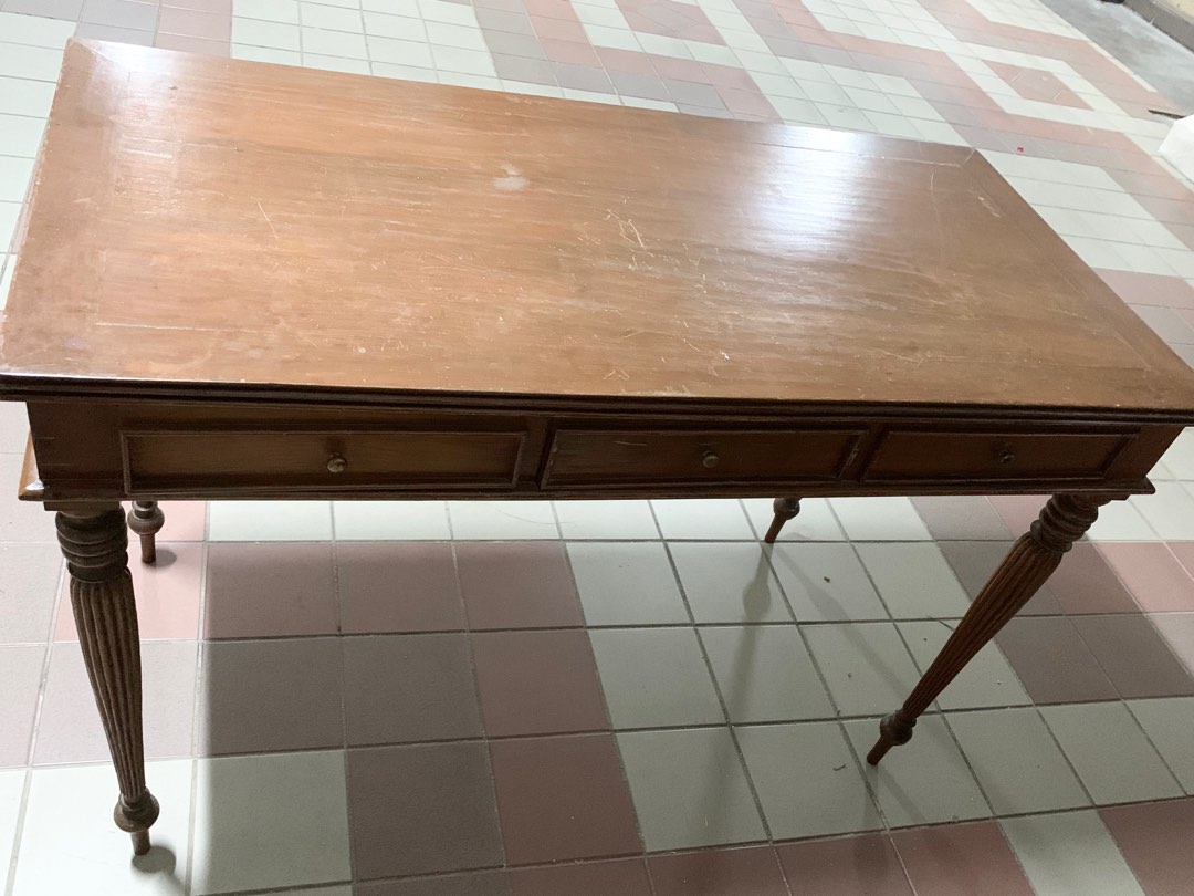 Antique study table with drawers, Furniture & Home Living, Furniture ...