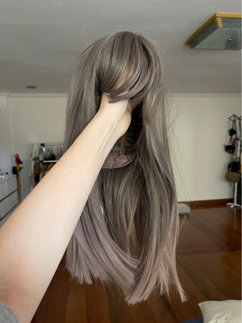 Ash Gray/Purple Synthetic Wig, Beauty & Personal Care, Hair on Carousell