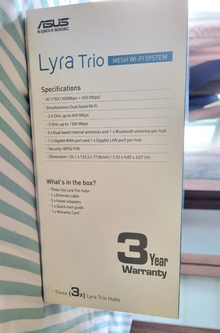 ASUS Lyra Trio Wifi Mesh Hub x 1 unit, Computers & Tech, Parts ...