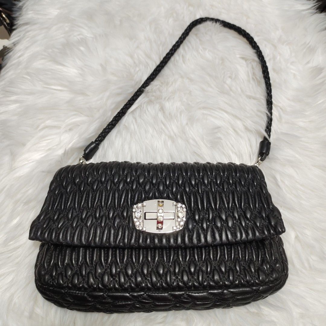 miu miu brand new matelasse leather crystal kili bag black sling ...