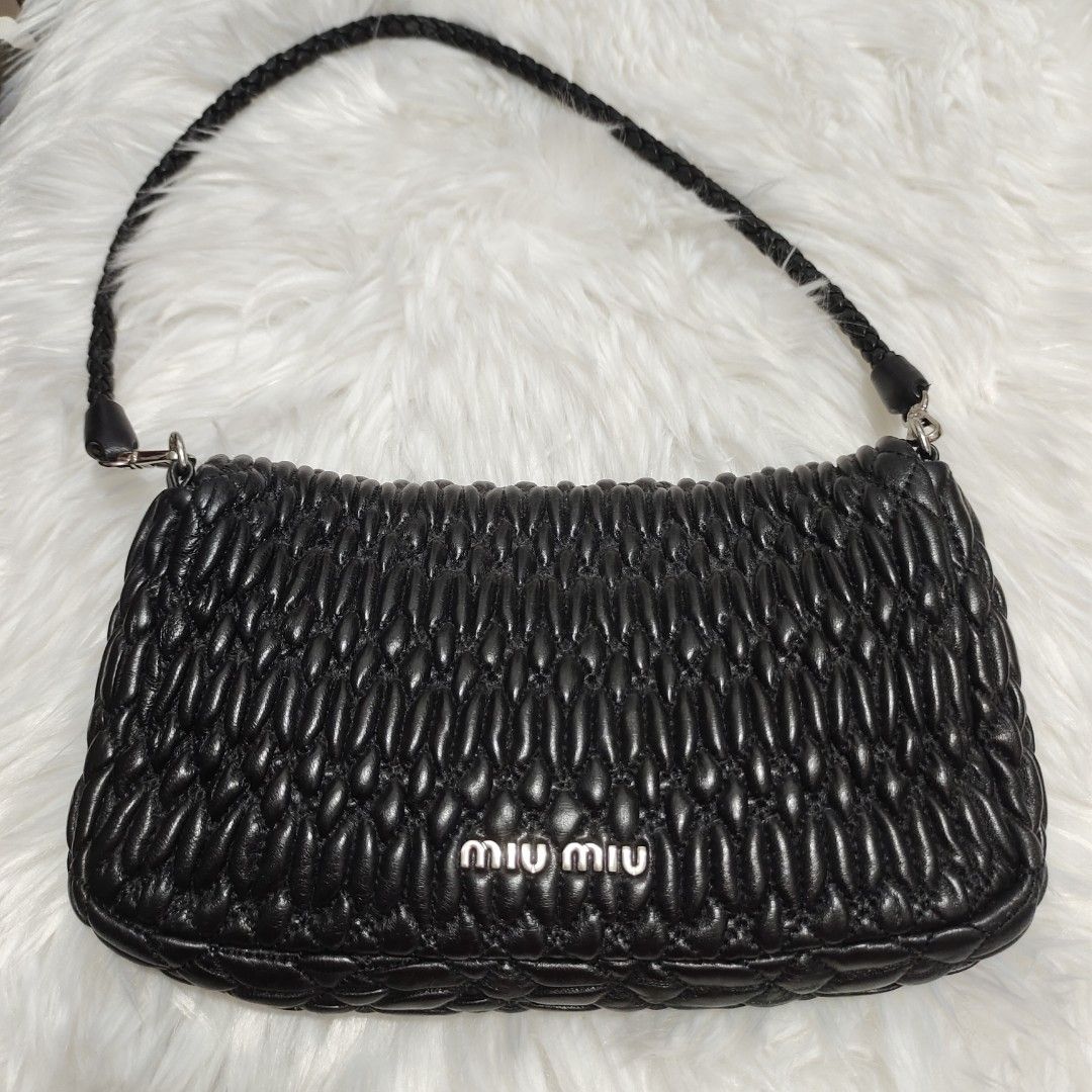 miu miu brand new matelasse leather crystal kili bag black sling ...