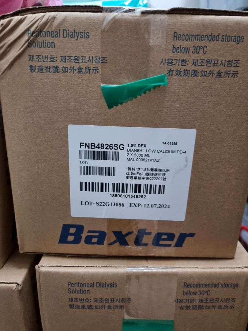 Baxter Peritoneal Dialysis (PD) 1.5% solution, Health & Nutrition ...