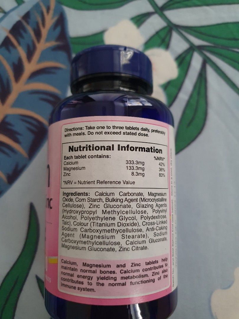 Calcium Magnesium & Zinc H&B, Health & Nutrition, Health Supplements ...