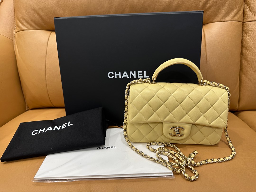 Chanel Light Yellow Mini Rectangular Flap, Luxury, Bags & Wallets on ...