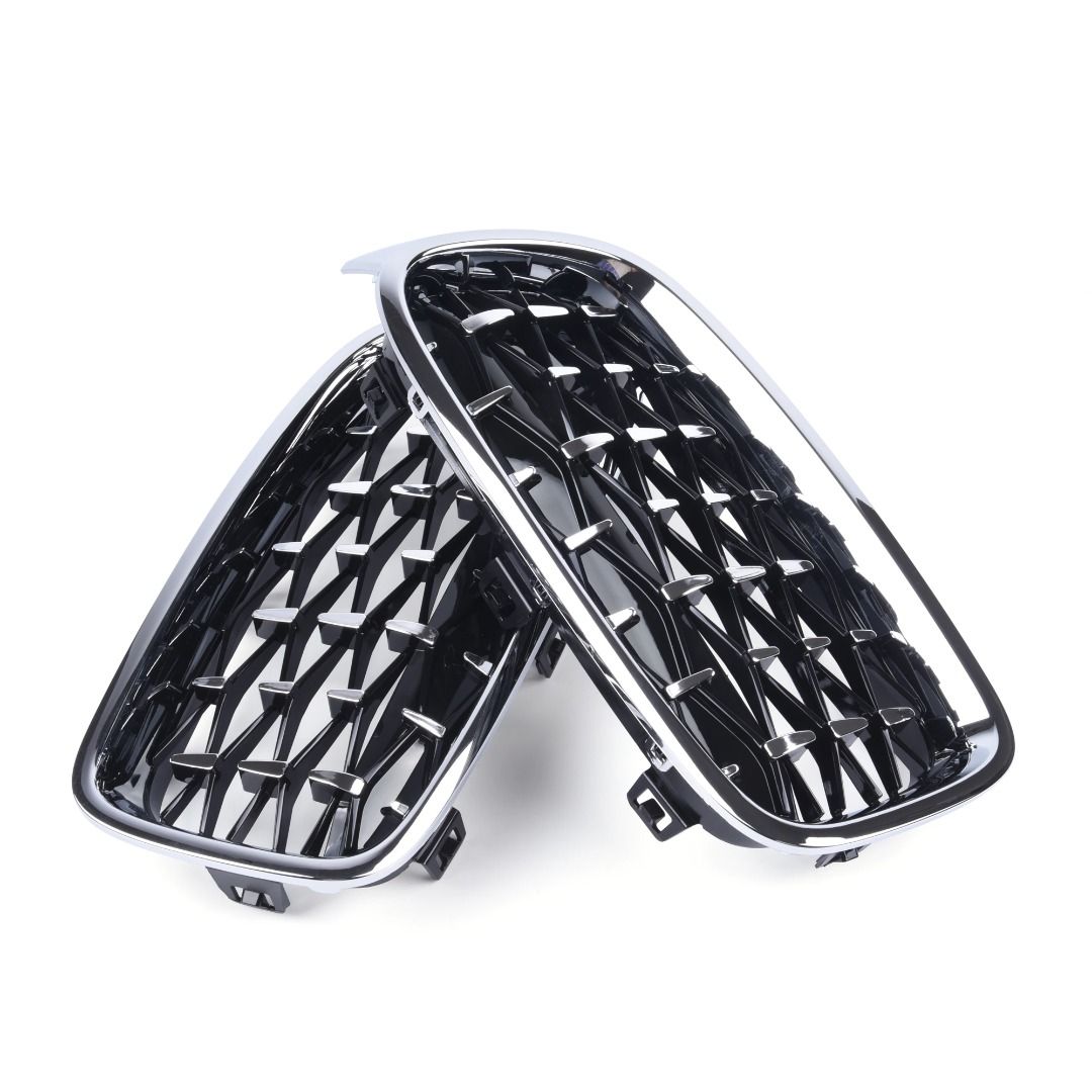 Chrome Diamond Front Kidney Grill Gloss Black Fit BMW 3 Series F30 F31 ...