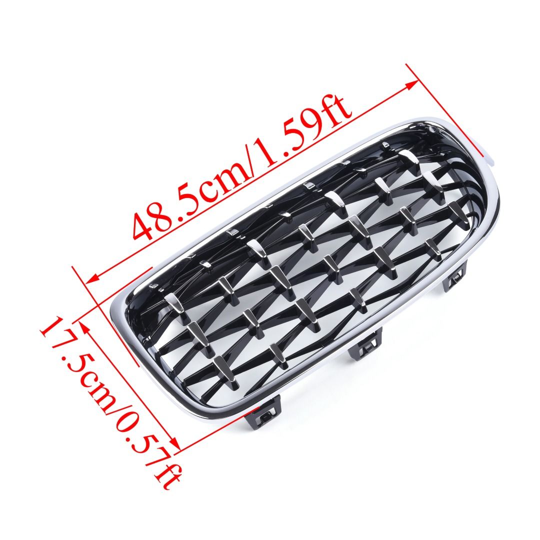 Chrome Diamond Front Kidney Grill Gloss Black Fit BMW 3 Series F30 F31 ...