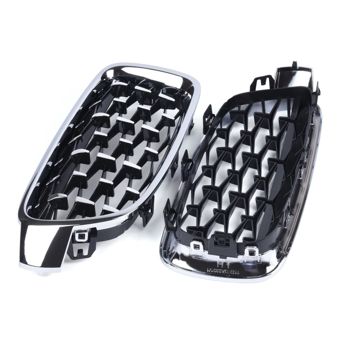Chrome Diamond Front Kidney Grill Gloss Black Fit BMW 3 Series F30 F31 ...
