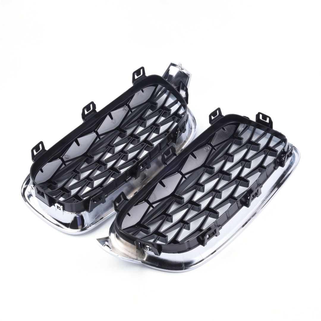 Chrome Diamond Front Kidney Grill Gloss Black Fit BMW 3 Series F30 F31 ...