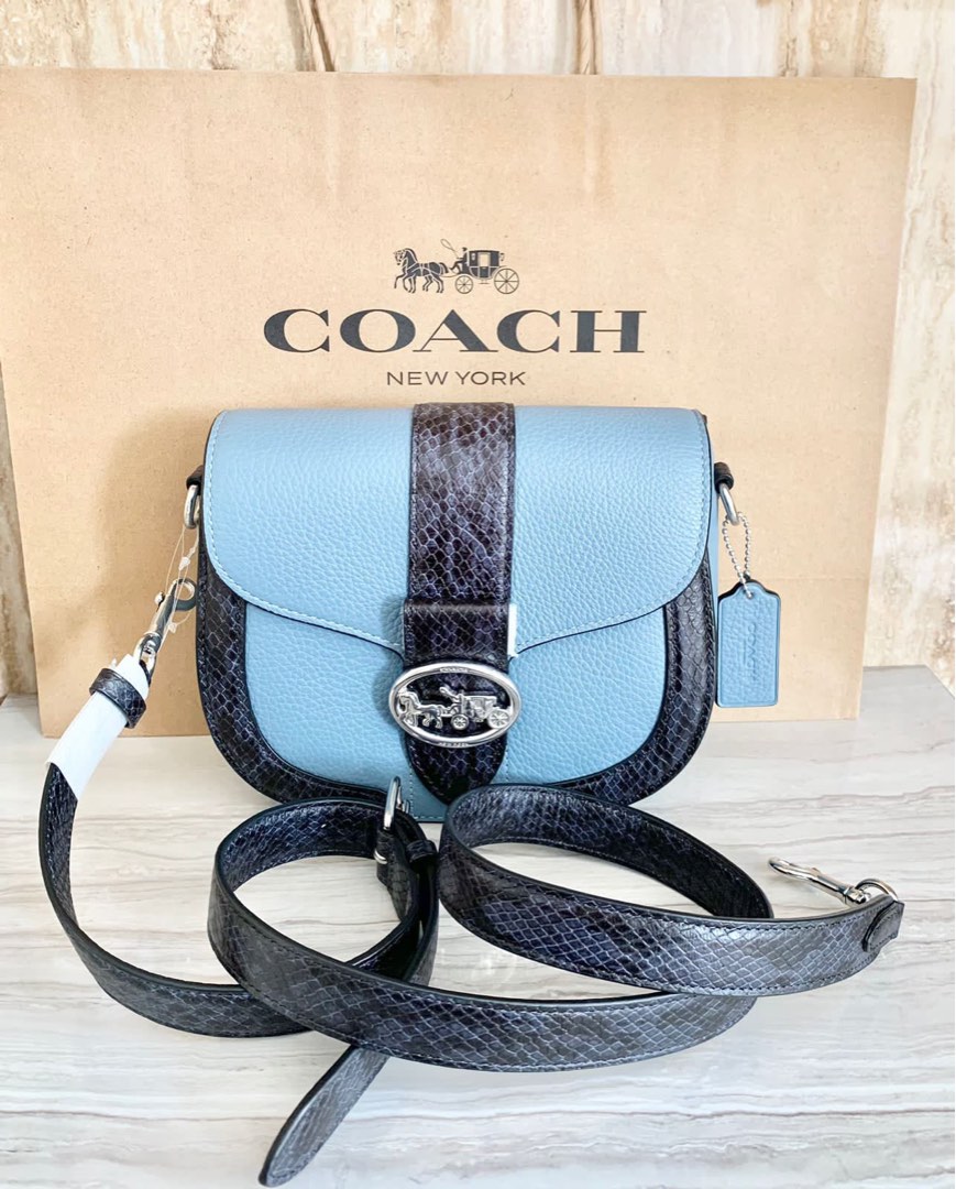 Coach Georgie Saddle Bag In Colorblock Indigo Multi (Free Original ...