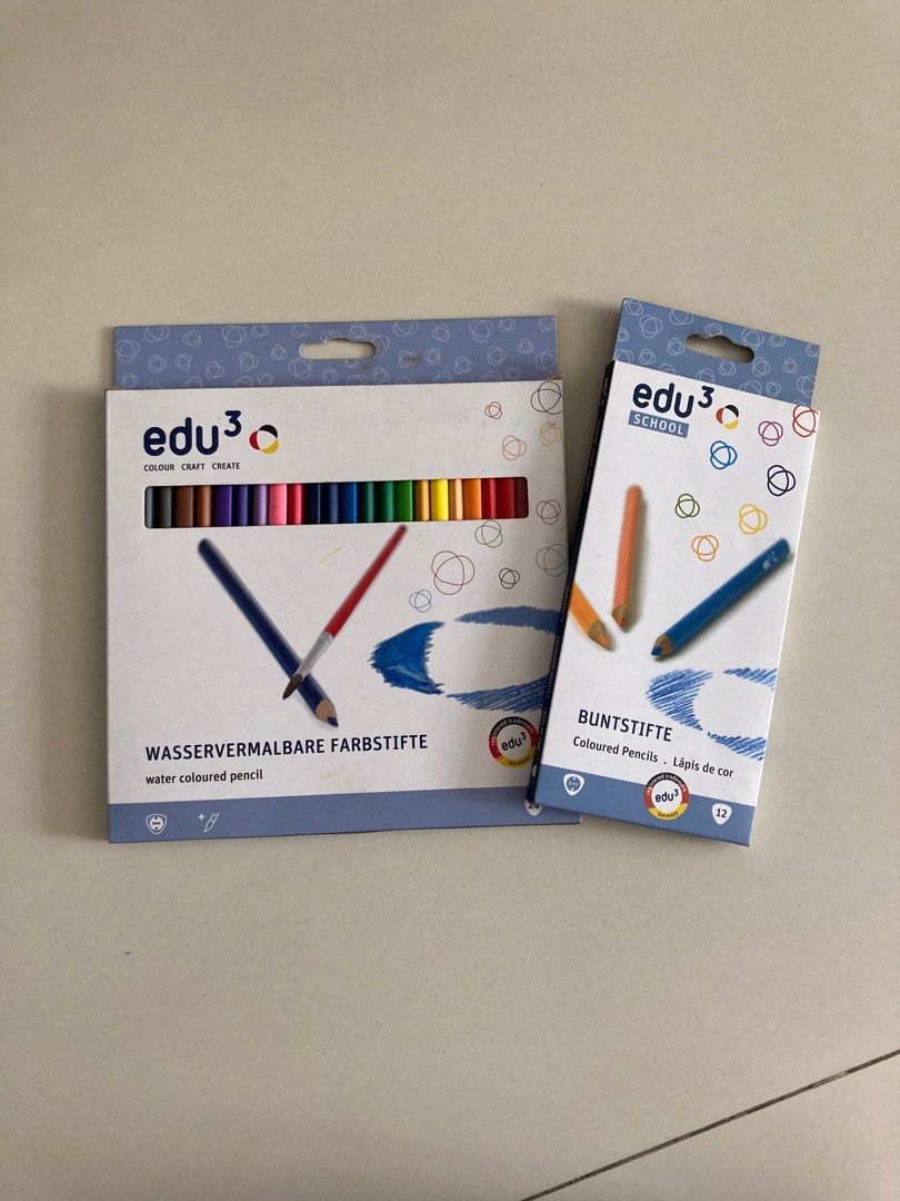Edu3 water coloured and coloured pencils, Hobbies & Toys, Stationery ...