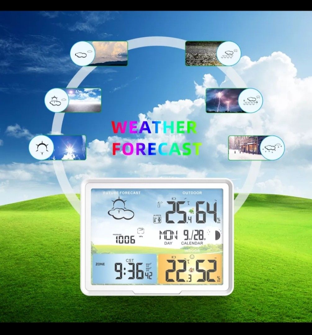 FABISENSE Weather Station Indoor Outdoor Digital Forecast Calendars ...