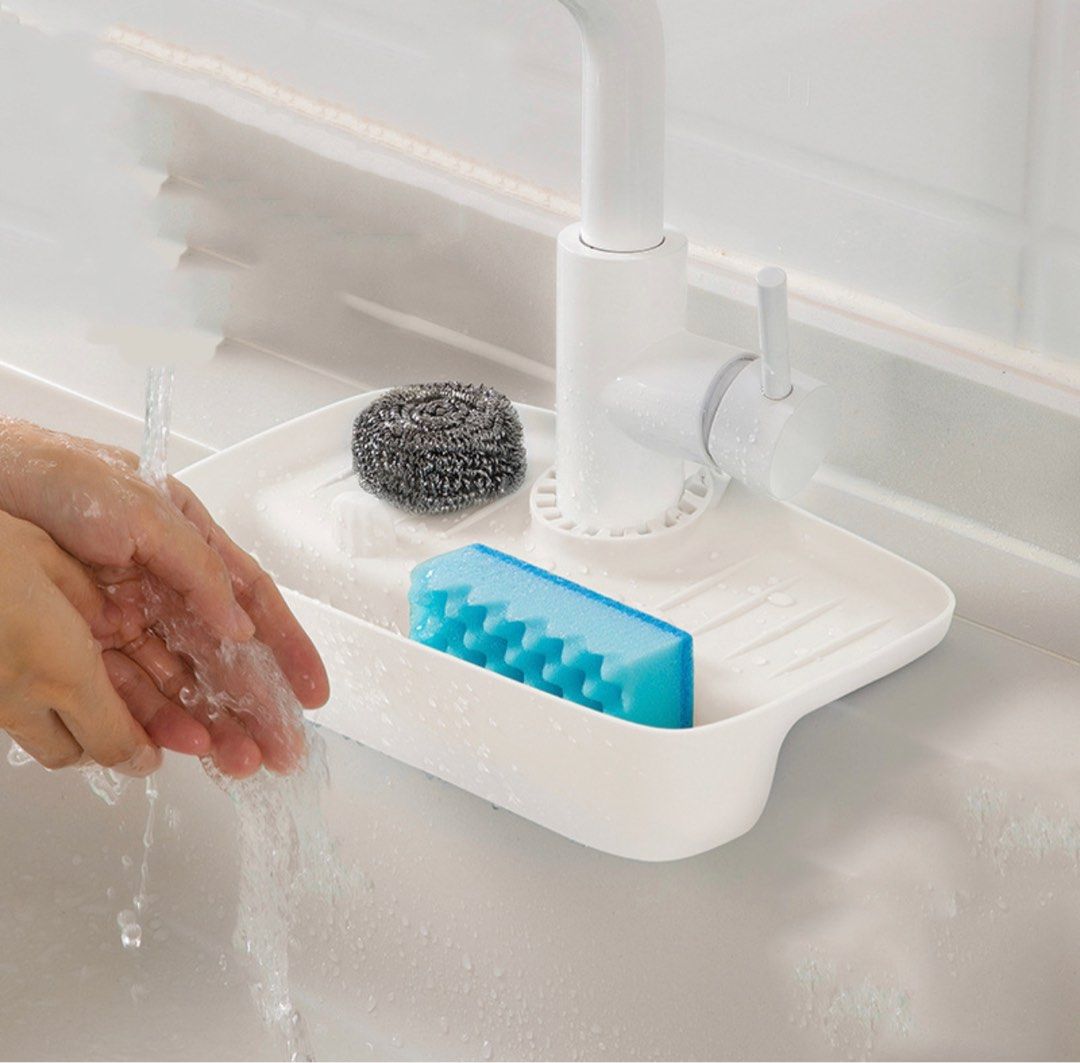 Faucet splash-proof drain rack sink, Furniture & Home Living, Bathroom ...