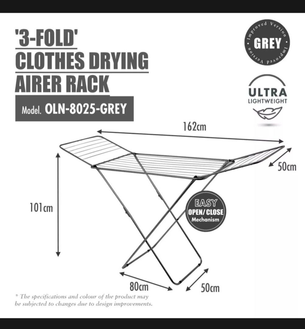Foldable air dry clothing rack *space saving*, Furniture & Home Living ...