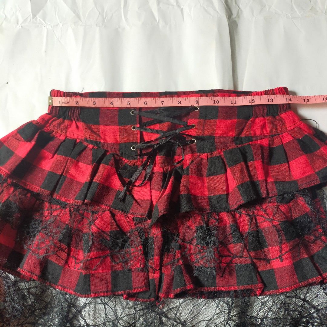 gothic emo grunge fairycore red plaid skirt alt, Women's Fashion ...