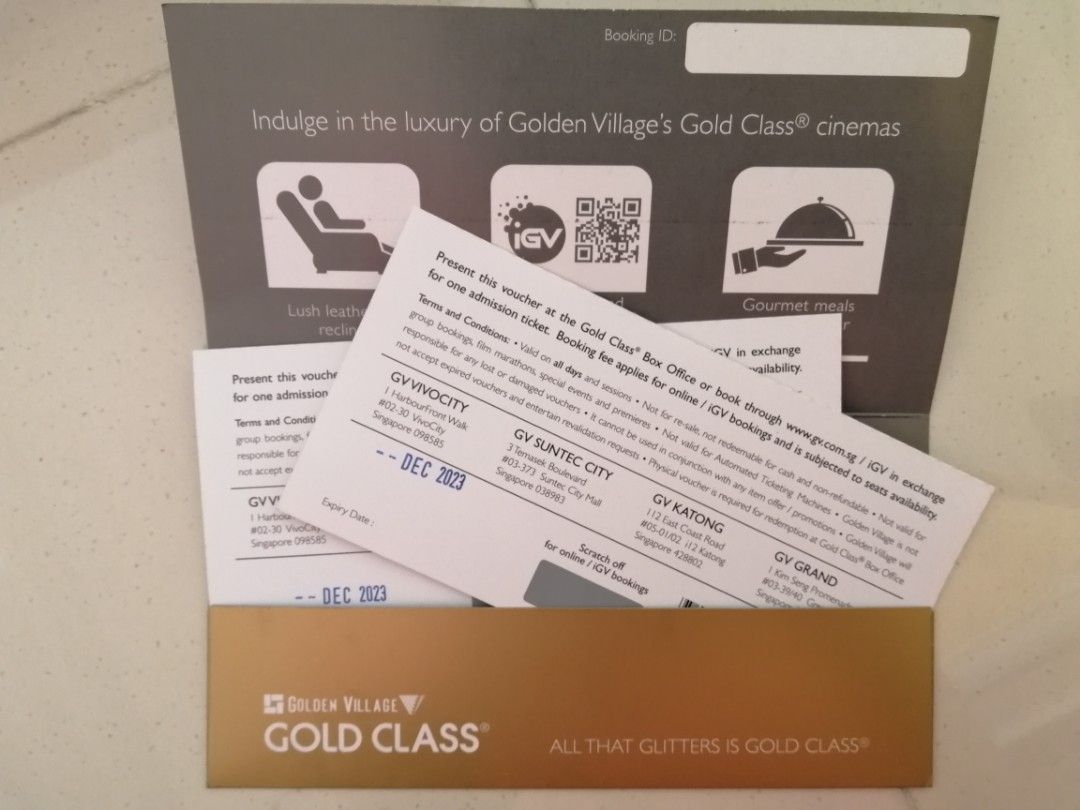 GV all day gold class x2, Tickets & Vouchers, Vouchers on Carousell