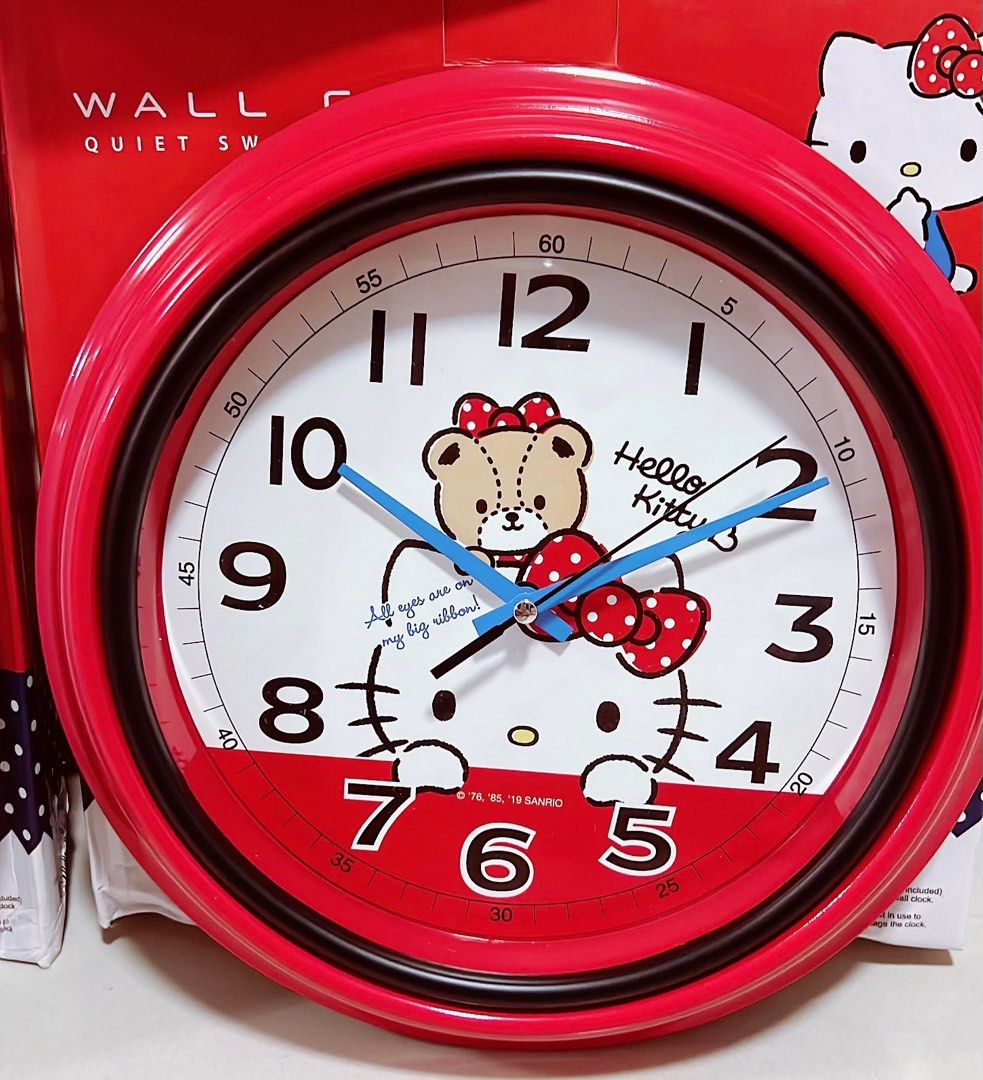 Hello Kitty Clock, Furniture & Home Living, Home Decor, Clocks on Carousell