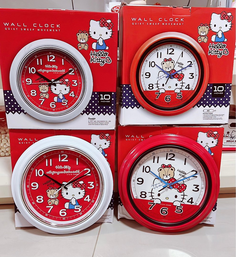 Hello Kitty Clock, Furniture & Home Living, Home Decor, Clocks on Carousell