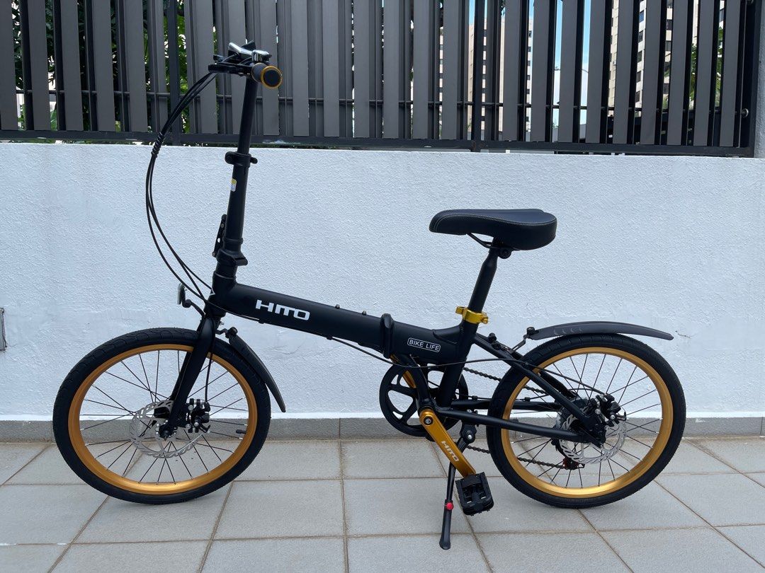 Hito Black & Gold Limited Edition Foldable Bike, Sports Equipment ...