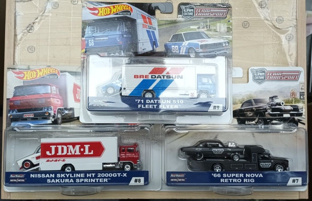 hotwheels 1:64 Team Transporter Set '72 Datsun 510 Fleet Flyer + Nissan ...