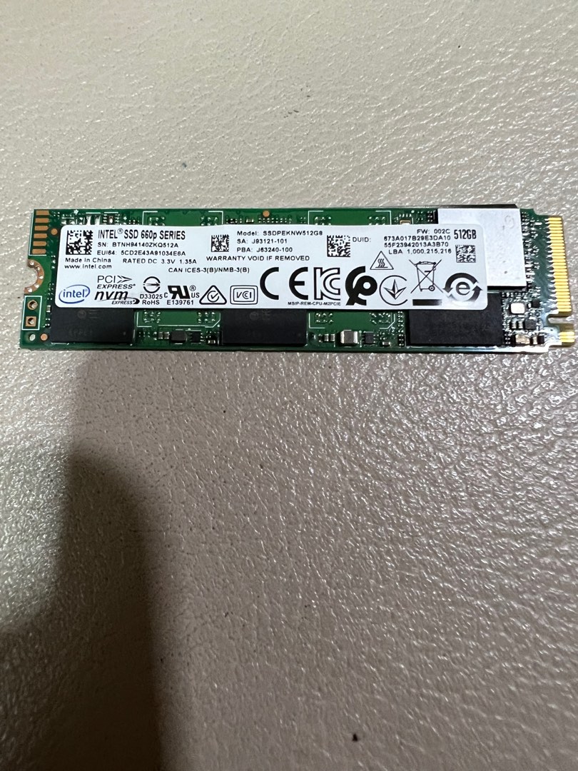 INTEL SSD 512GB M.2, Computers & Tech, Parts & Accessories, Hard Disks & Thumbdrives on Carousell