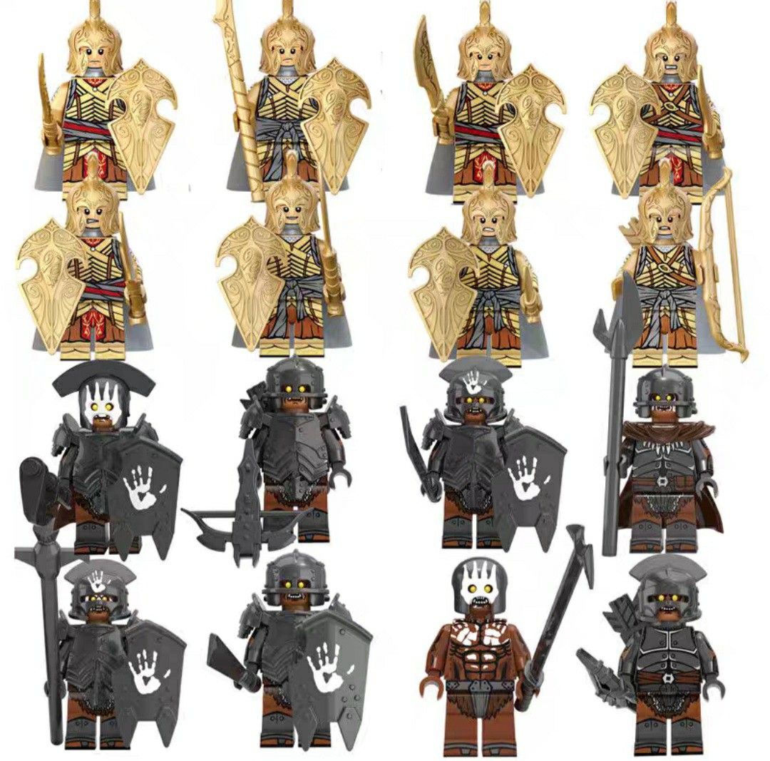 Koruit KT 1032 & 1033 XP 246-261 LOTR Elves & Orcs Army Minifigures ...