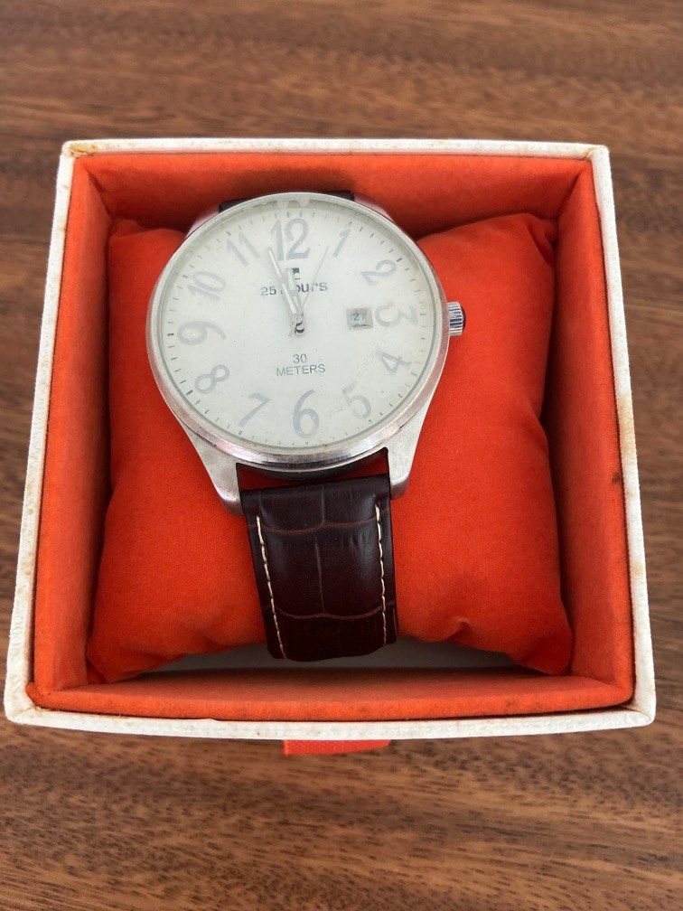 Leather strap watch by 25 hours, Men's Fashion, Watches & Accessories ...