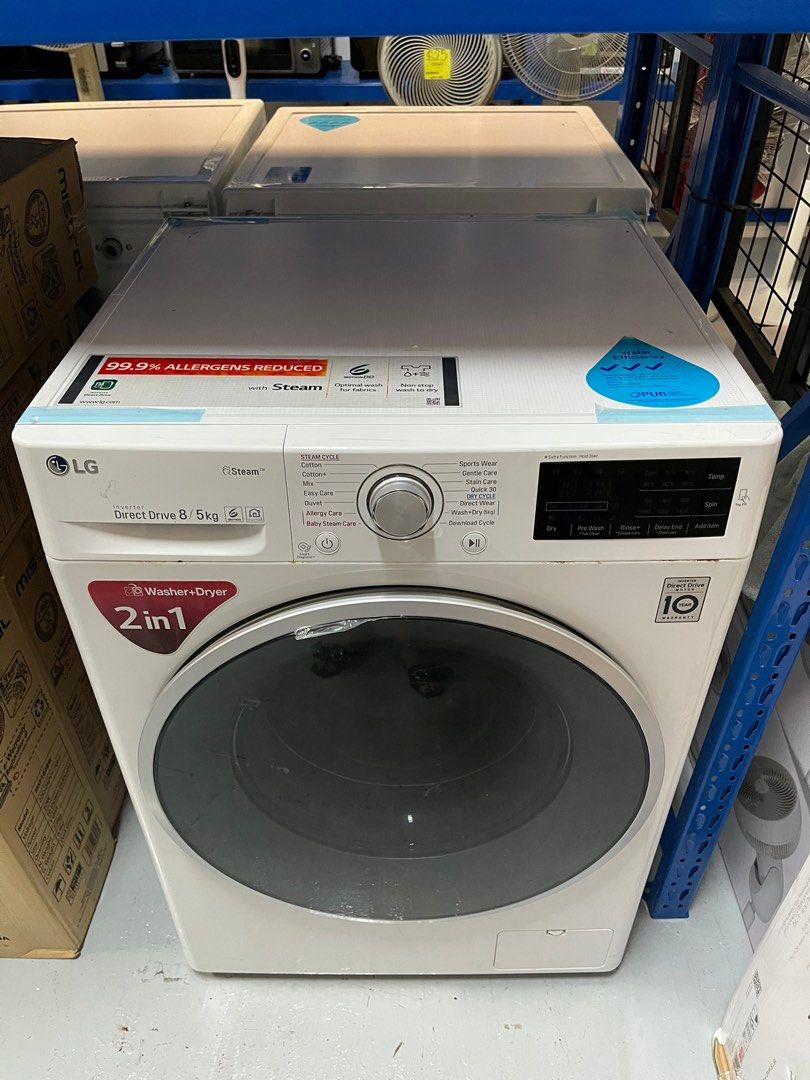 LG 8kg/5kg FC1408R4W WASHER AND DRER 2 IN 1 MACHINE, TV & Home Appliances, Washing Machines and ...