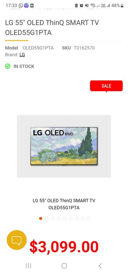 LG Gallery 55” OLED 4K TV OLED55G1PTA, TV & Home Appliances, TV ...