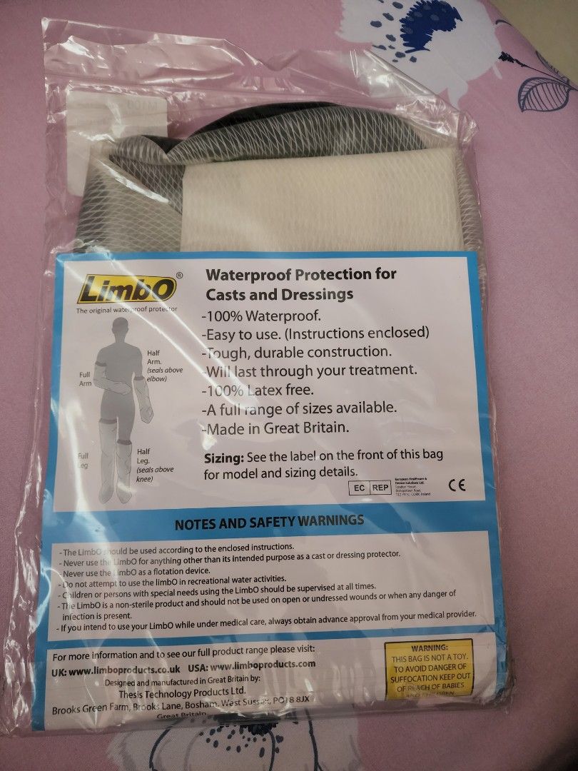 Limbo Waterproof Protection for Casts and Dressings, Health & Nutrition ...