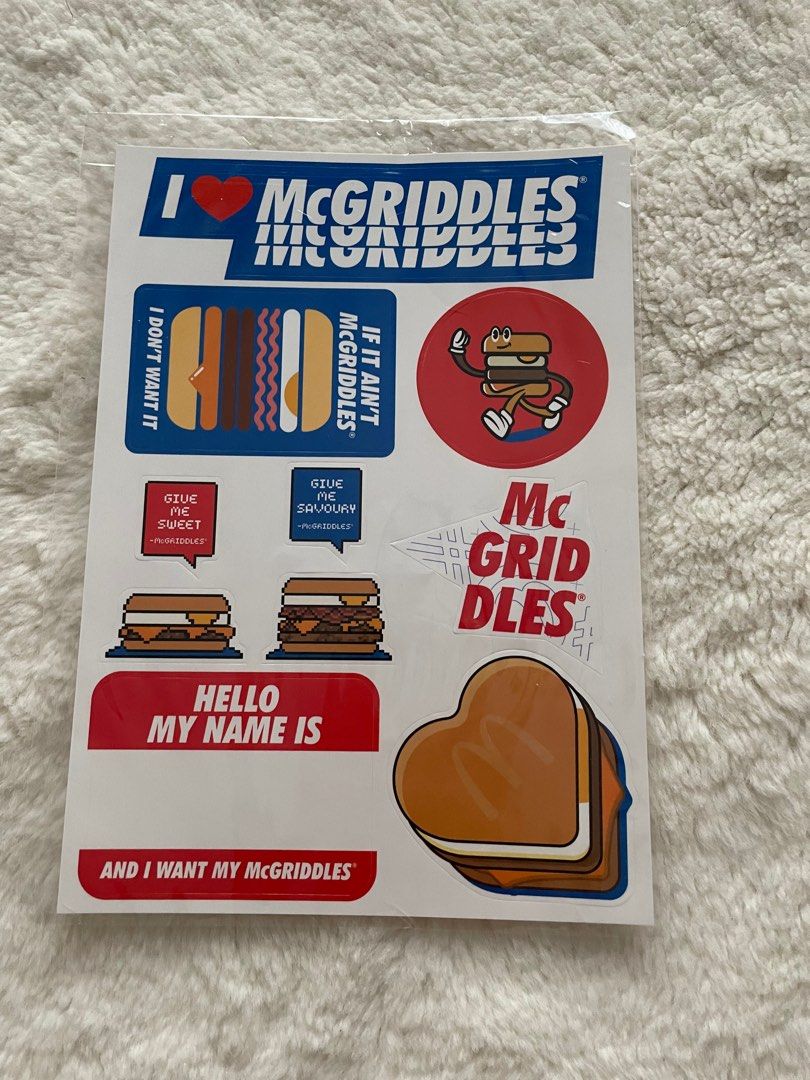 McDonald's I love mcgriddles stickers limited edition, Hobbies & Toys ...