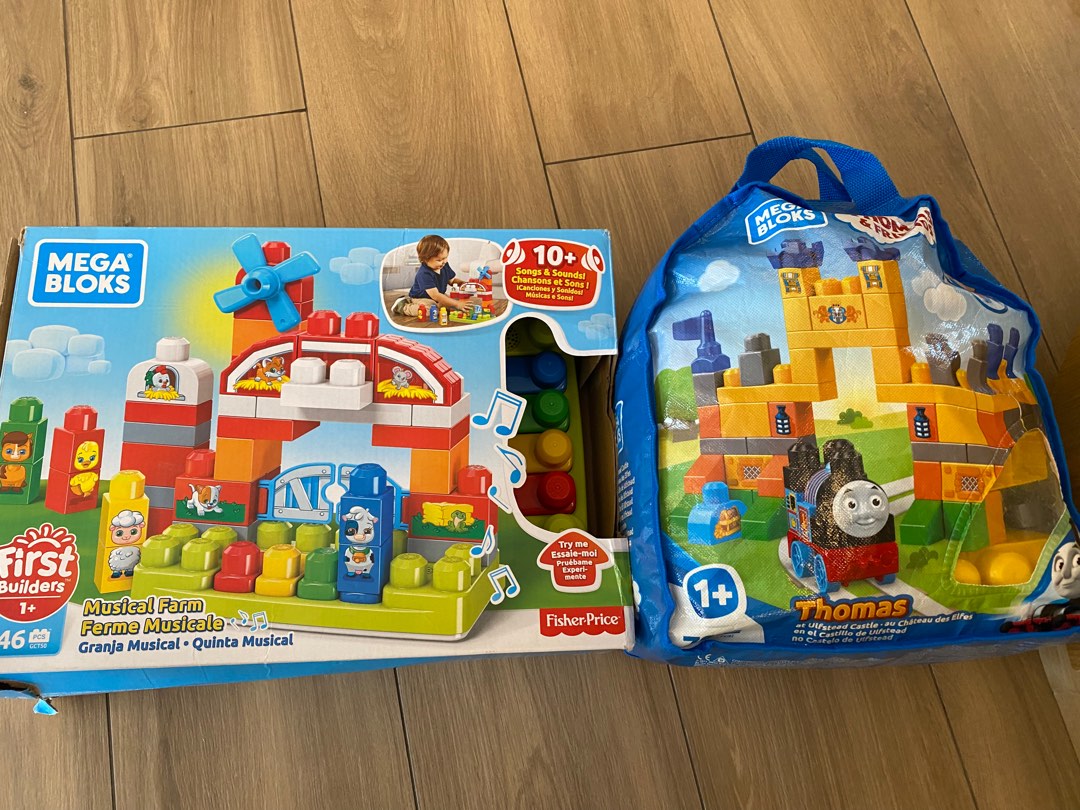 Mega blocks set x 2 (musical farm+Thomas & friends), 興趣及遊戲, 玩具 & 遊戲類 ...