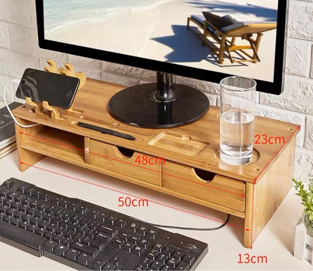 Monitor Table Stand/Organizer - Bamboo楠竹, Computers & Tech, Parts ...