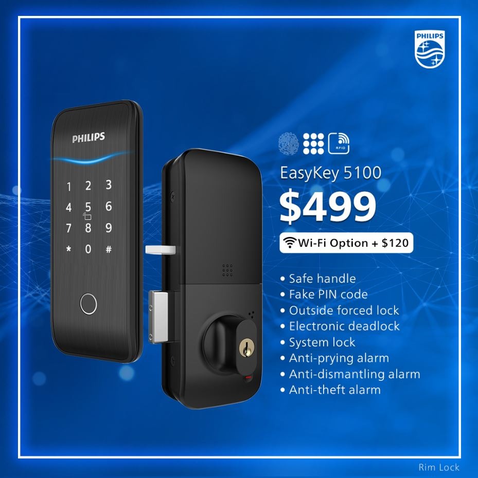 Authentic Philips EasyKey 5100 Rim Lock, Furniture & Home Living, Security & Locks, Locks, Doors ...