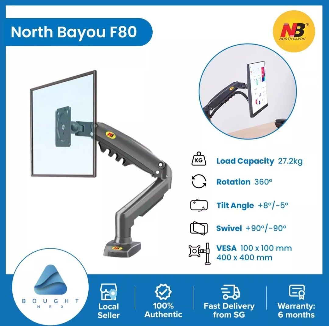 North Baiyou F80 Monitor Arm + Laptop Tray Mount, Computers & Tech ...