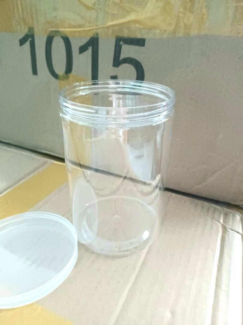 Plastic PET big cookie food container bottle 10cm diameter 15cm height ...