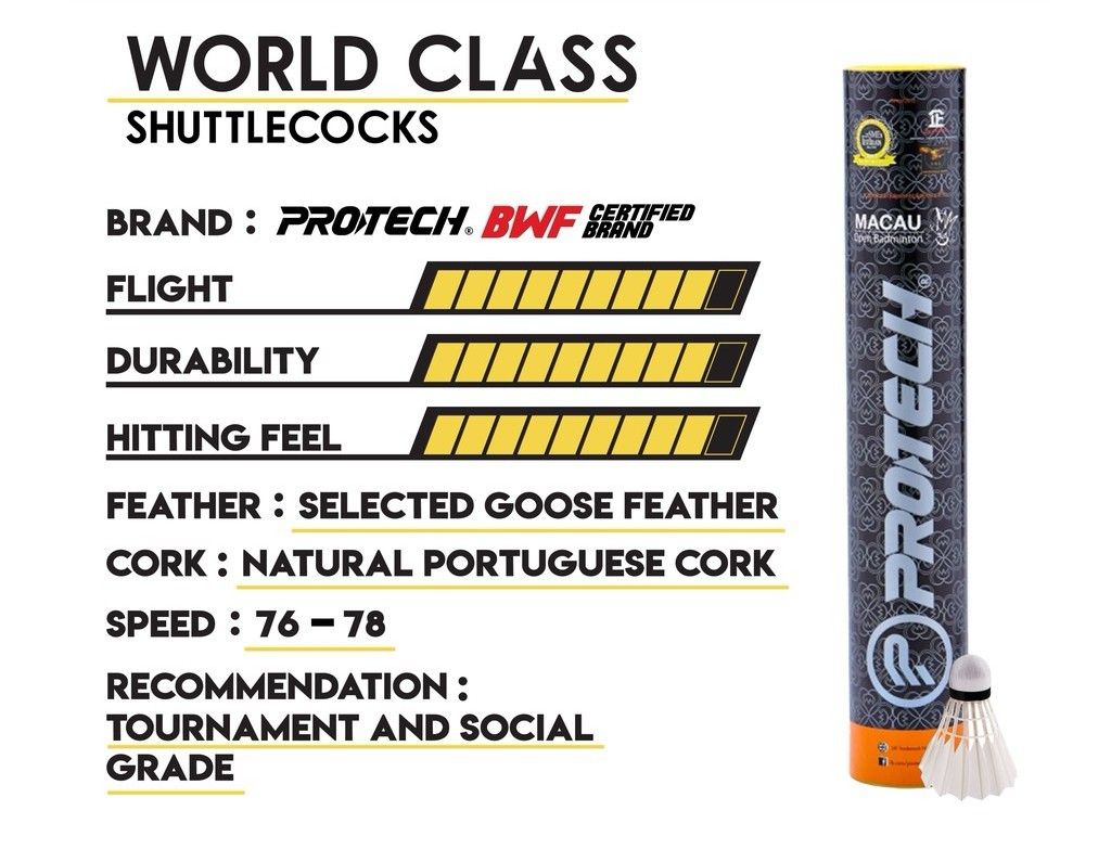 Protech World Class Badminton Racket Shuttlecock, Sports Equipment ...