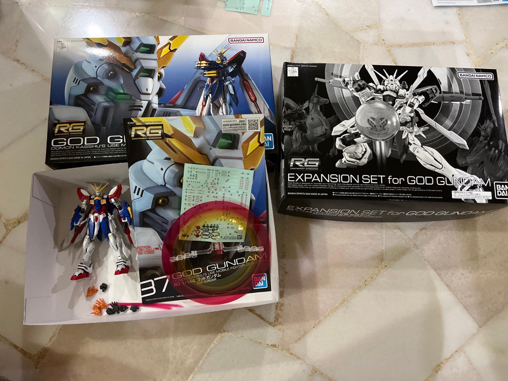 (READ DESCRIPTION) BANDAI REAL GRADE RG GOD BURNING GUNDAM (BUILT) WITH EXPANSION SET (BRAND NEW ...