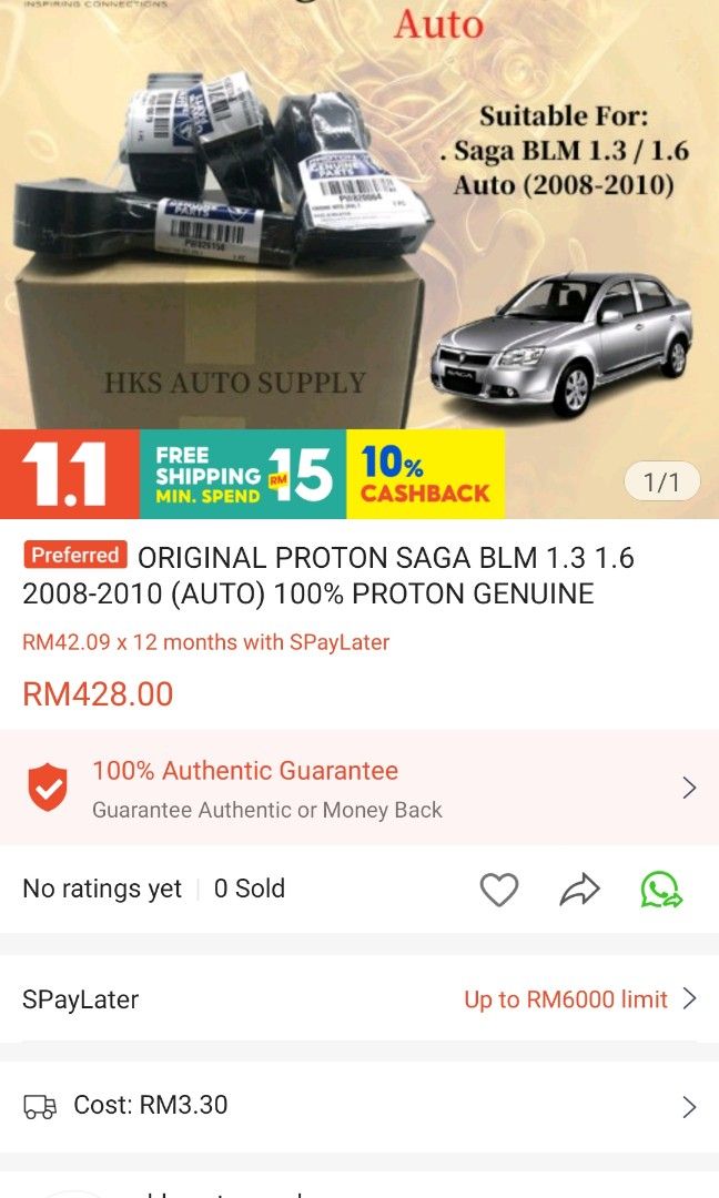 Saga BLM Original Engine Mounting, Auto Accessories on Carousell