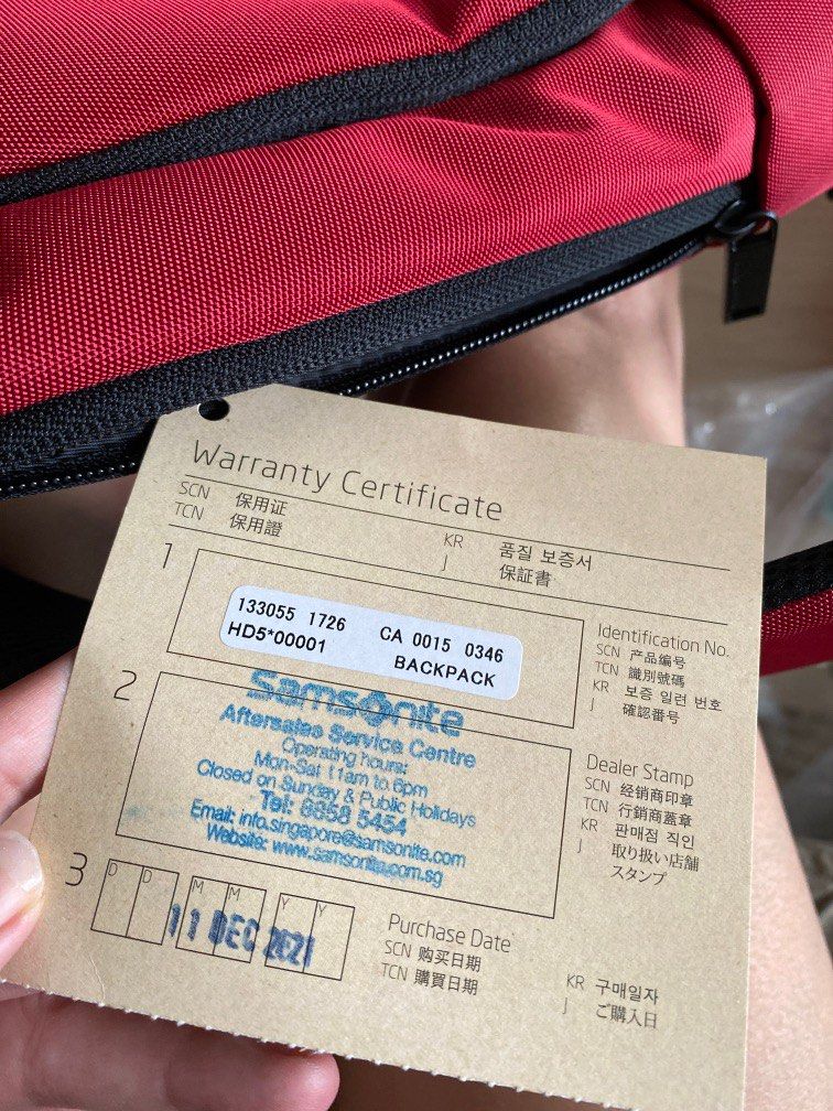 Samsonite Red Backpack HAEIL, Men's Fashion, Bags, Backpacks on Carousell