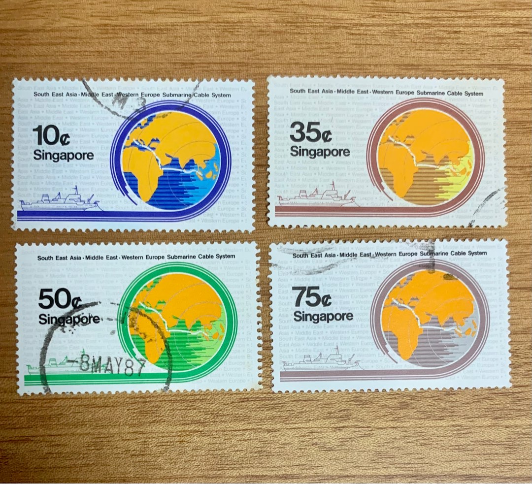 Singapore 1987 ASEAN submarine cable completion stamp set 4v ...