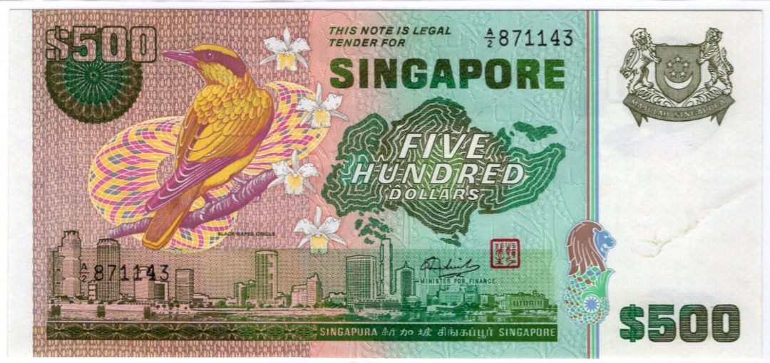 Singapore Bird Series $500 Banknote 871143, Hobbies & Toys, Memorabilia ...