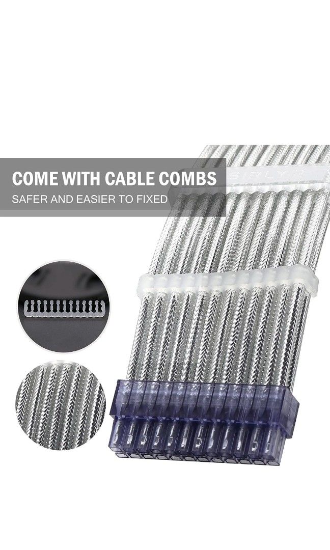 SIRLYR SILVER PSU Extension Cables., Computers & Tech, Parts ...