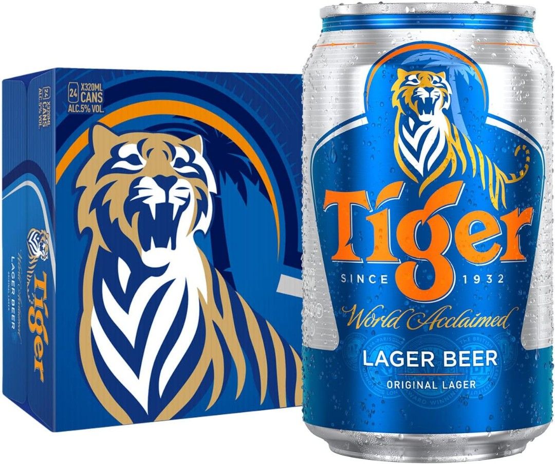 Tiger Beer Can Original Lager (24 cans x 320ml) 5% alc, Food & Drinks ...