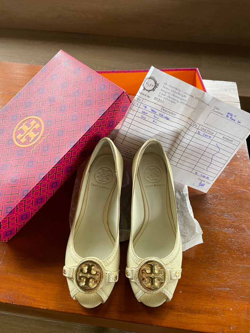 Tory Burch leticia TB shoes ori complete set, Fesyen Wanita, Sepatu di ...