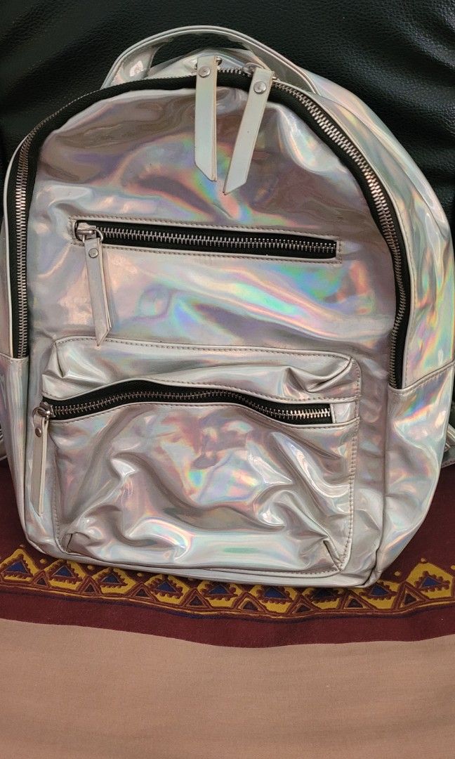Typo holographic backpack, Women's Fashion, Bags & Wallets, Backpacks ...
