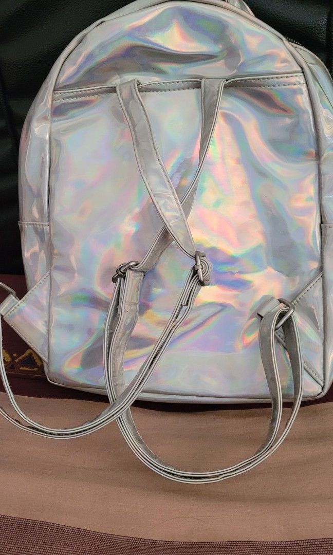 Typo holographic backpack, Women's Fashion, Bags & Wallets, Backpacks ...