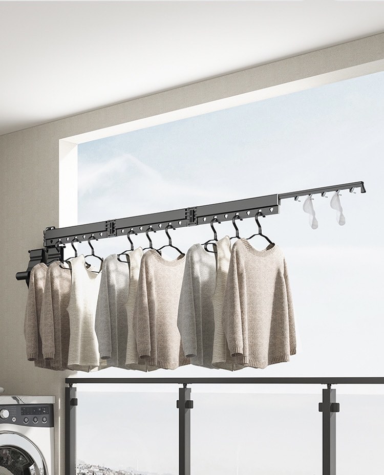 Multifunctional space saving Wall mount Clothes Drying Rack windproof ...