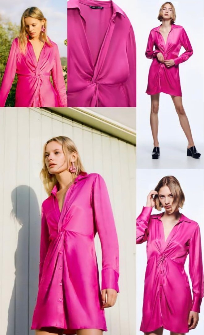 ZARA SATIN DRESS COLOR OF THE YEAR, Women's Fashion, Dresses & Sets ...